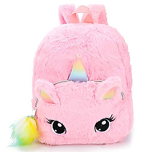 AINIBAB Unicorn Backpack Girls Pink Plush Cute Mini Bookbags School Bags for Nursery