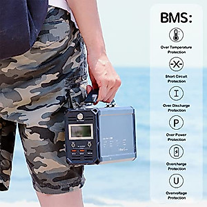 300W Solar Generator, FlashFish 60000mAh Portable Power Station Camping Potable Generator, CPAP Battery Recharged by Solar Panel/Wall Outlet/Car, 110V AC Out/DC 12V /QC USB Ports for CPAP Camp Travel