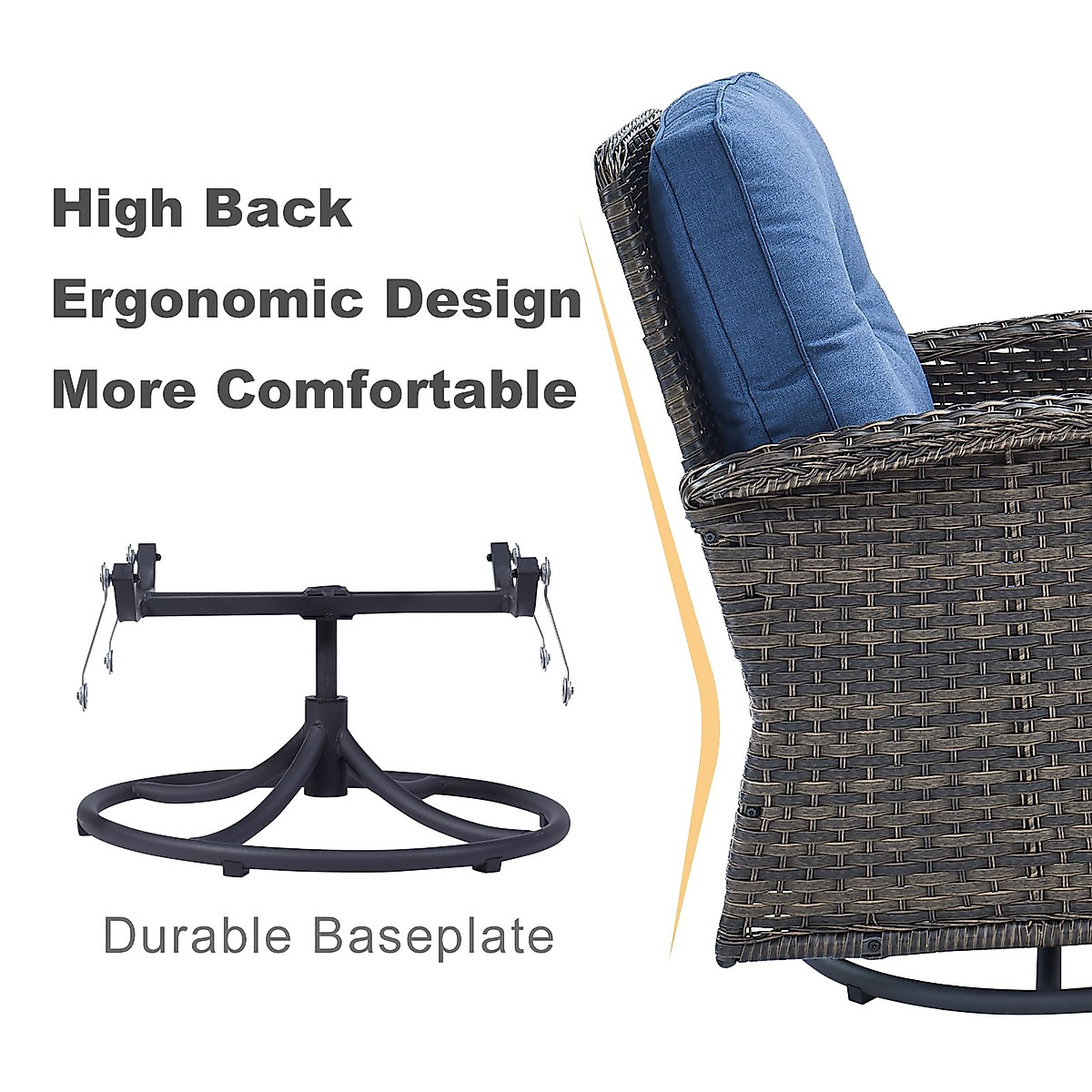 HUMMUH 8-Piece Outdoor Patio Furniture PE Wicker Patio Conversation Set,High Back Patio Couch with Ottomans Outdoor Chairs for Backyard,Porch,Deck