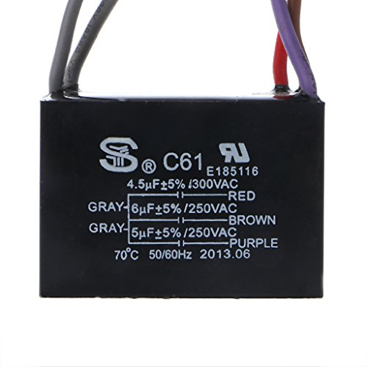 ANG-puneng 2Pcs CBB61 Ceiling Fan Capacitor Electrical Power Relay Connecting Capacitor 4.5uf+6uf+5uf 5 Wire 250V