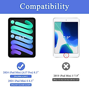 Soke for iPad Mini 7 Case A17 Pro, iPad Mini 7th/6th Generation 2024/2021- [Slim Trifold Stand + Auto Wake/Sleep], Protective Hard PC Back Cover for Apple iPad Mini 7/6 Gen 8.3 Inch - Navy