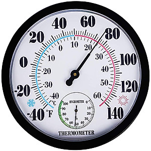 Indoor Outdoor Thermometer Hygrometer - Waterproof Hanging Wall Thermometer Decorative Outdoor Thermometer Large Numbers, No Battery Needed Outdoor Thermometers for Patio