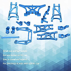 RC Front Rear Suspension Arm Kit, 1/10 RC Aluminum Alloy Parts Kit Compatible for TRAXXAS Slash 2WD 1/10 RC Car(Blue)