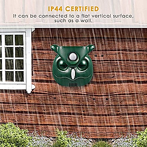 Ultrasonic Cat Deterrent, Outdoor 5 Modes Solar Powered Deterrent Device with Motion Sensor and Flashing Light, IP44 Waterproof Device for Garden, Farm, Yard, Dogs, Cats, Birds and More