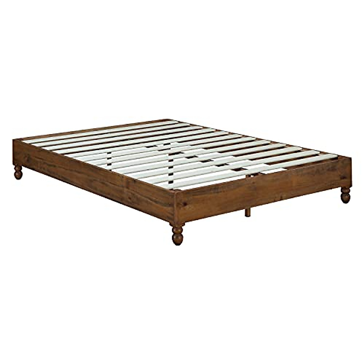 MUSEHOMEINC 12 Inch Solid Wood Bed Frame Rustic Style Eliminates The Need for a Boxspring, Natural Finish, King