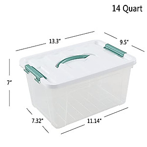 Easymanie 14 Quart Latching Container Box with Handle, 8 Pack Plastic Lidded Storage Bin
