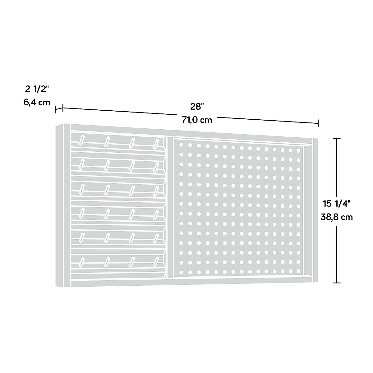 Sauder Craft Pro Series Wall Mounted Pegboard with Thread Storage, White Finish