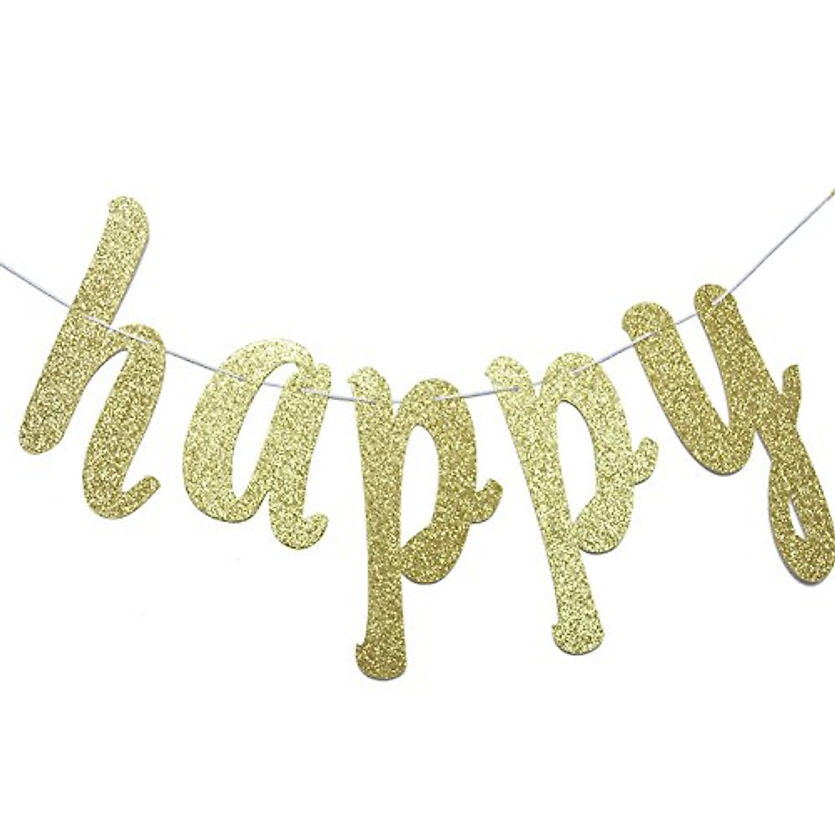 Oh Happy Day Gold Glitter Banner-Birthday – Wedding - Gender Reveal /Baby Shower Announcement /Retirement / Congratulations Party Supplies