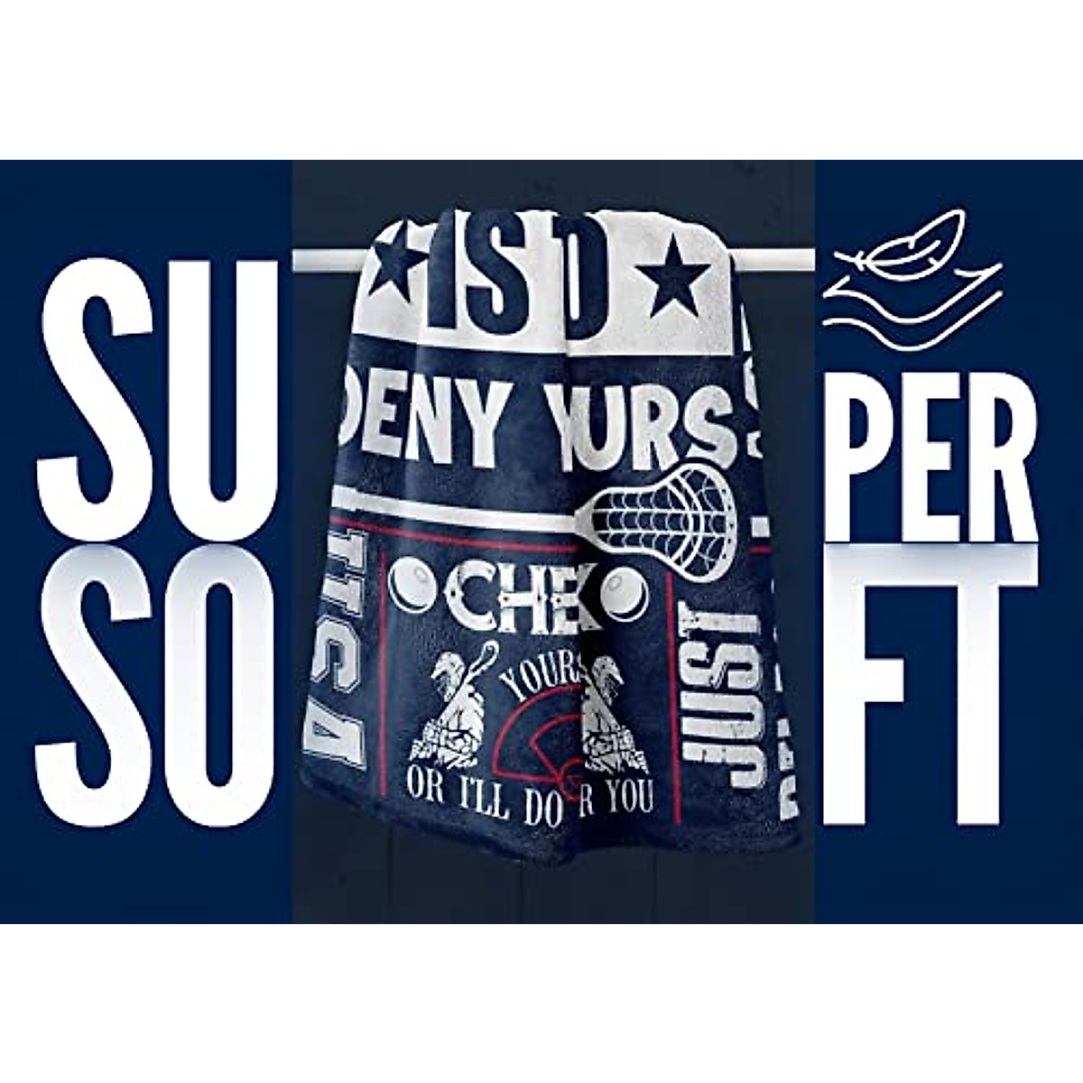 InnoBeta Lacrosse Gifts for Boys Throw, My Goal is to Deny Yours Flannel Blankets for Men 50" x 65"