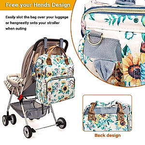 LIMHOO 4 in 1 Diaper Bag Backpack Set for Baby Girls Mom Large Capacity Waterproof Baby Care Bag Multi-Function Nappy Bag (Floral)