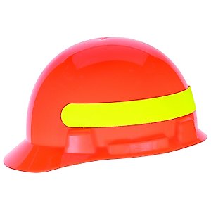 MSA 10095987 SmoothDome Slotted Polyethylene Protective Cap, 4 Point Fas-Trac Suspension, Orange/Yellow/Green