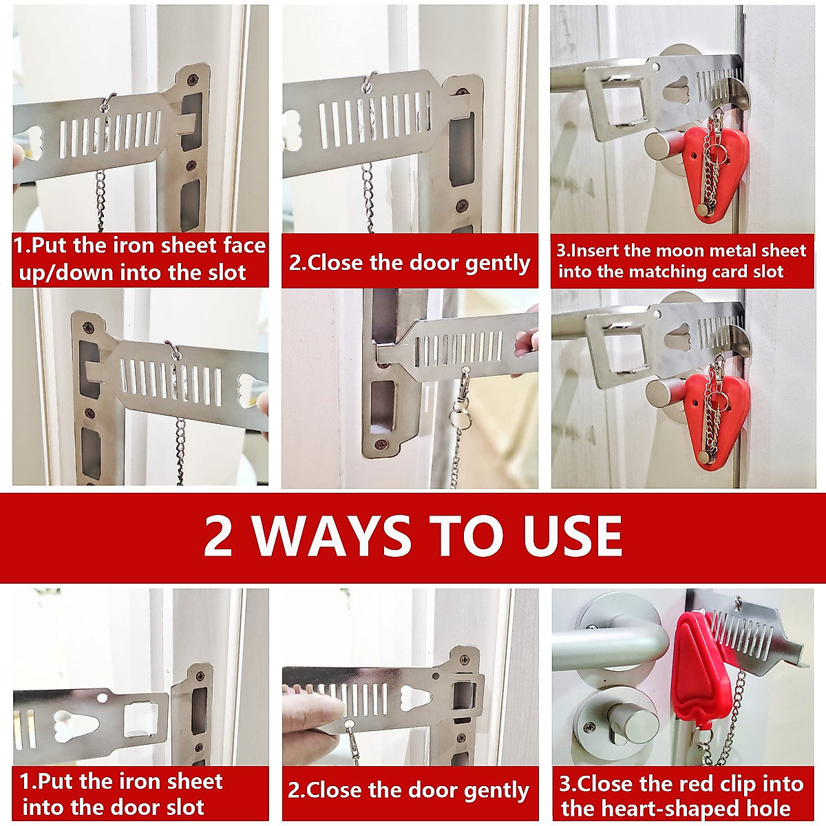 Upgraded Portable Door Lock & Door Stop Alarm, Home Security Door Locker Devices & Door Stopper, Perfect Christmas Gifts Self Defense Travel Essentials for Hotel Apartment Airbnb Additional Safety