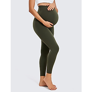 CRZ YOGA Womens Butterluxe Maternity Leggings over The Belly 25" - Buttery Soft Workout Activewear Yoga Pregnancy Pants Olive Green Small