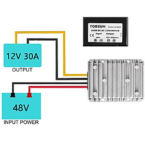 BZONE DC 48V Step Down to DC 12V 30A 360W Voltage Reducer Converter Golf Cart Voltage Regulator Waterproof for Golf Cart