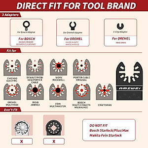 AMZWEI 6 Pcs Extra Long Oscillating Tool Blades, Bi-Metal Curved Edge Multitool Blades for Wood with Nails, Metal, Wood, Plastic, Oscillating Saw Blades Fit Dewalt Milwaukee Bosch Worx Ryobi(70MM)