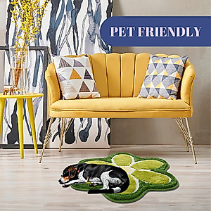 Beyond Deco Flower Rug 35 inches, Hand Tufted Fluffy Aesthetic Cool Green Bathroom Rug, Cute Bedroom Decor Area Rugs, Y2K Circle Green Bath Mat