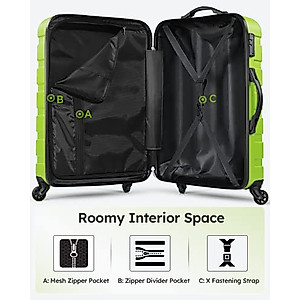 Luggage 3 Piece Sets Hard Shell Luggage Set with Spinner Wheels, TSA Lock, 20 24 28 inch Travel Suitcase Sets (Light Green, 3 Piece Set)…