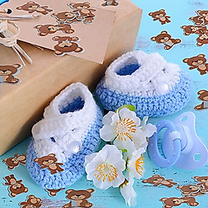 500 Pieces Bear Shaped Confetti Baby Shower Decorations Blue Brown Bear Paper Confetti Bear Table Party Arrangement Sprinkles Bear Birthday Party Decorations for Baby Shower Party Table Home