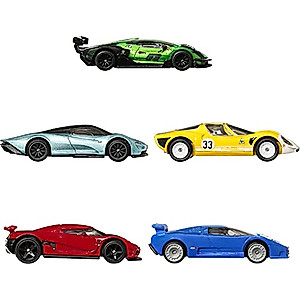 Hot Wheels Premium Car Culture Speed Machines 5-Pack of Toy Cars, Full Metal Body, Real Riders Tires, 1:64 Scale Sports Cars, Gift for Collectors