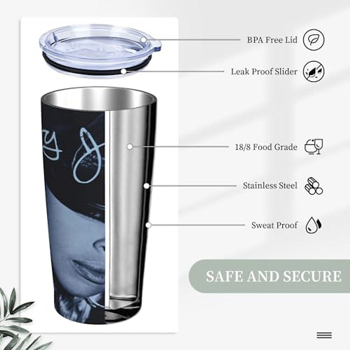 HIKTIEK Mary J Musics Blige Stainless Steel Insulated Car Sippy Cup With Lid Travel Mug for Cold Hot 20 oz