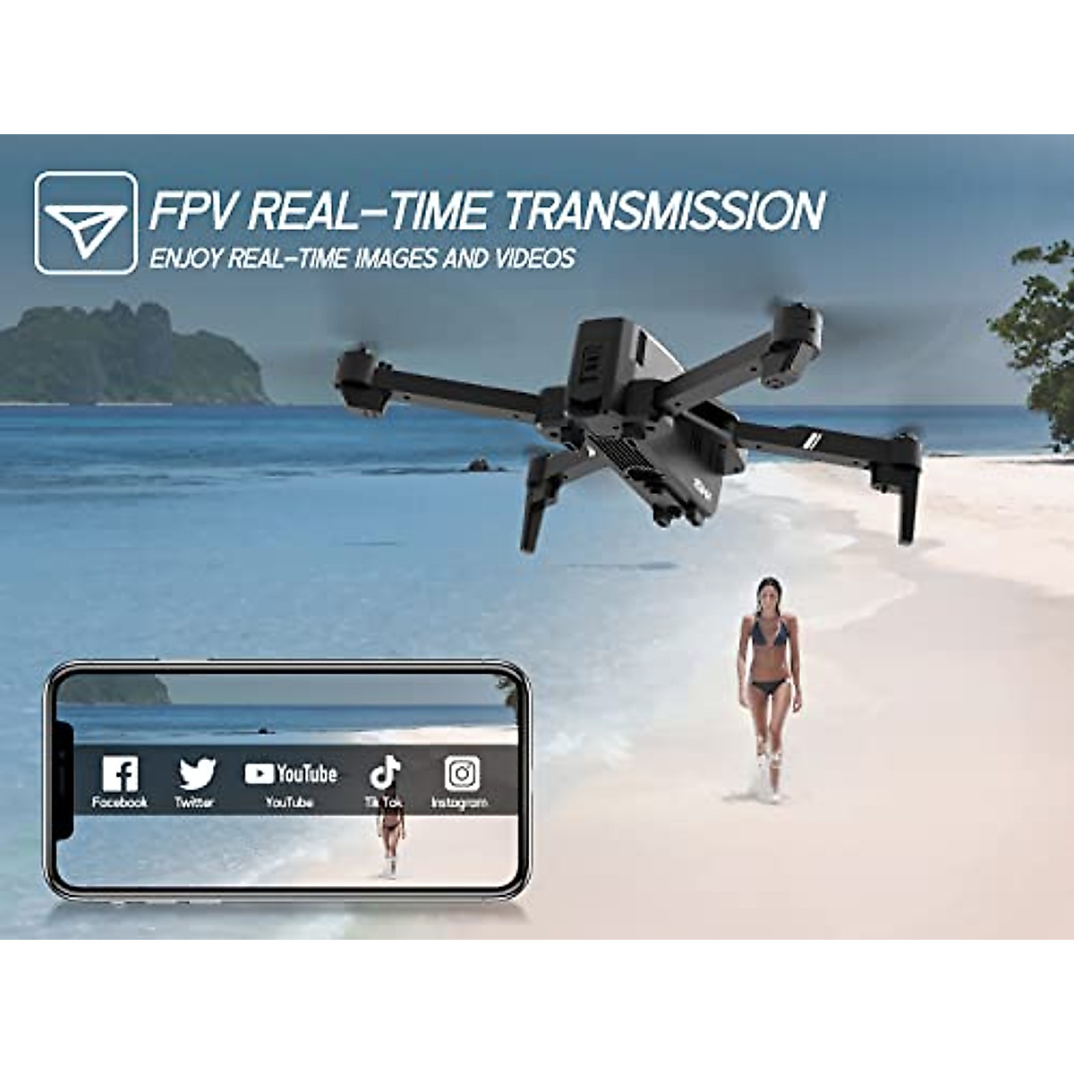 NEHEME NH760 Drones with 1080P HD Camera for Adults, WIFI FPV Live Video, RC Quadcopter Foldable Drones for Kids Beginners, Headless Mode, One Key Start Toys Gifts with 2 Batteries, Upgraded Version