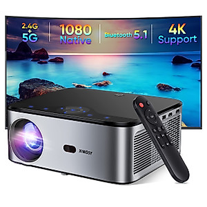 XIWBSY Projector with WiFi and Bluetooth Native 1080P 500 ANSI Full HD Portable Projector for Home Theater Gaming,Compatible with iOS/Android/TV Stick/PS4/HDMI/USB/PPT