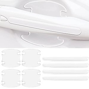 AOOF Car Door Handle Scratch Protector 8PCS White Car Accessories Carbon Fiber Door Handle Protector Stickers Car