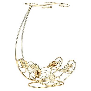 WIONC Tabletop Wine Rack & Stemware Holder Holds 1 Bottle and 4 Glasses Freestanding Countertop Wine Glass Display Rack-golden