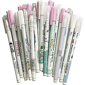 Sencoo 24 pack Gel Ink Rollerball Pens Black Pens Cute Pens for Girl Smooth Writing for Student Model Random