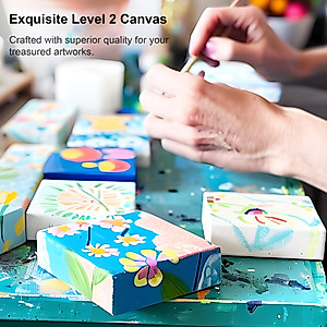 AUREUO 6x6 Inch Gallery Wrapped Canvas - 1.5 Inch Depth 4 Pack - 10 Oz Triple Gesso Primed 100% Cotton Square White Artist Canvases for Acrylic & Oil Paints