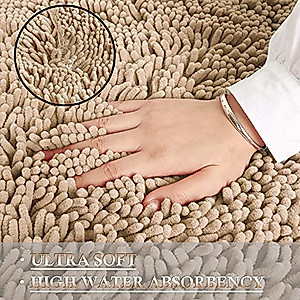 RUN HELIX Bathroom Rugs Sets 3 Piece, Bath Rugs for Bathroom, Bath Mats, Bathroom Sets,Extra Soft and Absorbent Shaggy Rugs, Machine Washable Bath Mat Set for Tub, Shower, and Bathroom, Beige