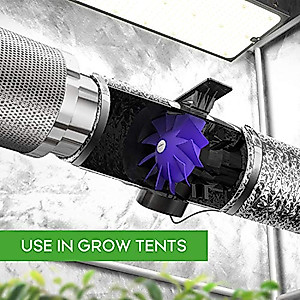 iPower 6 Inch 300 CFM Ventilation Booster Fan with Grounded Power Cord, Quiet Inline Duct Exhaust Blower for HVAC in Grow Tent, Basements, Bathrooms, Black