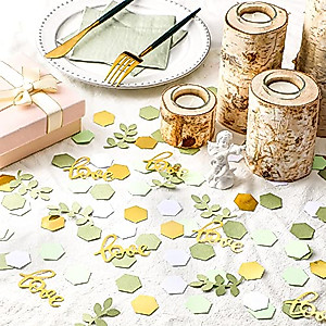 500 Pcs Greenery Wedding Table Confetti, Boho Love Theme Party Sage Green Table Scatter Confetti for Nature Theme Engagement Party Wedding Birthday Shower Party Decorations Supplies