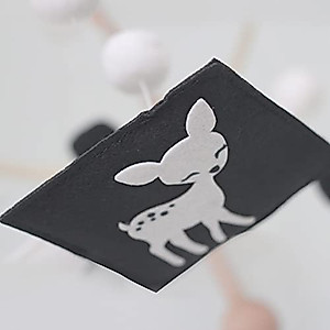 Vlokup Montessori Mobile, Black and White Woodland Baby Crib Mobile, Neutral Nursery Mobile Decoration for Pack N Play, for Baby Boy & Girl