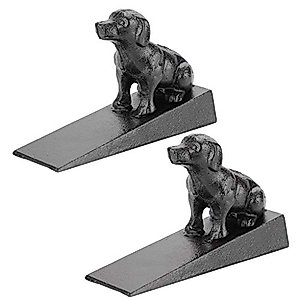 Sumnacon 2 Pcs Cast Iron Cute Dog Door Stops - Heavy Duty Rustic Door Stoppers Avoid Drilling Holes, Vintage Metal Door Wedges on All Floor Surfaces for Home Office Commercial Industrial