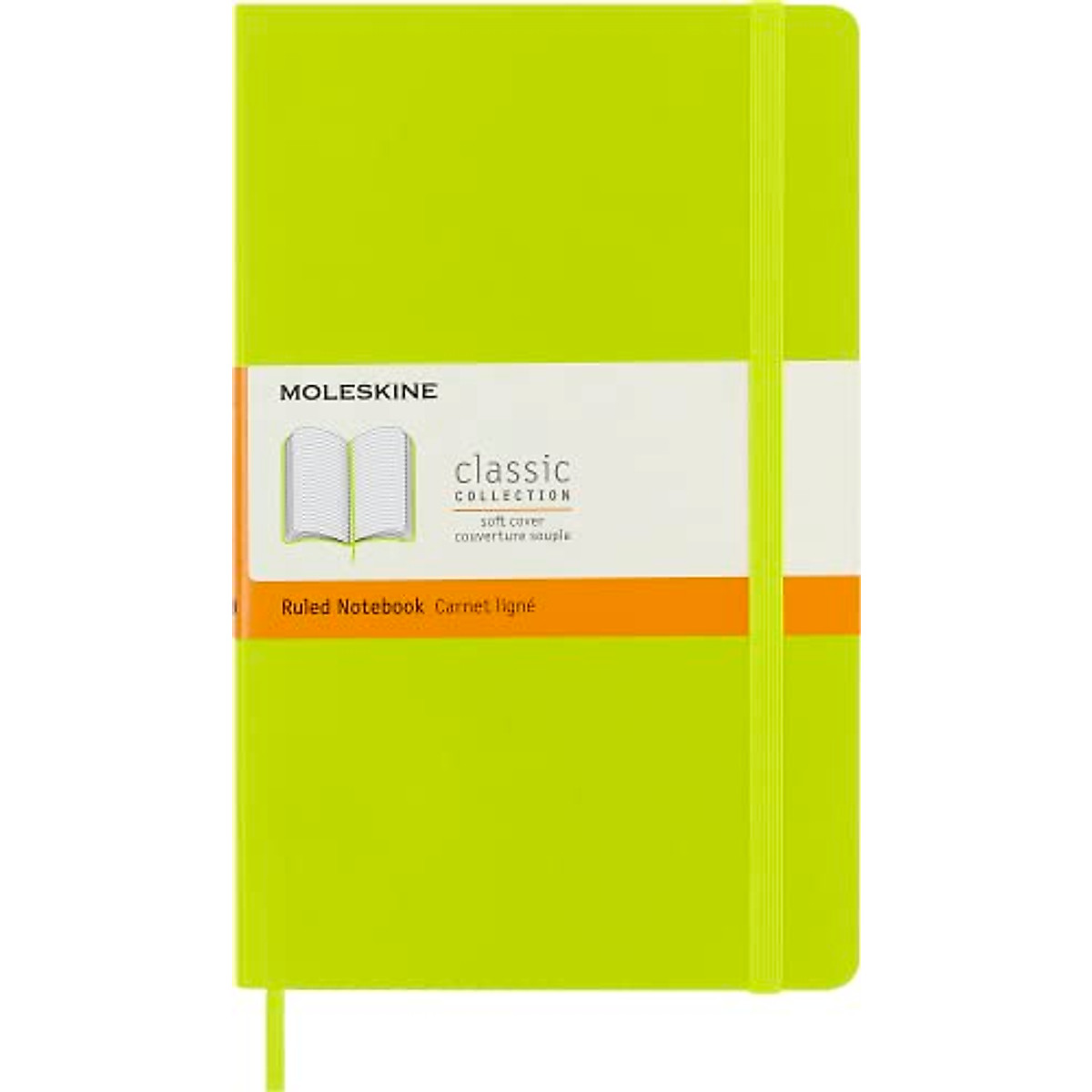 Moleskine Classic Notebook, Soft Cover, Large (5" x 8.25") Ruled/Lined, Lemon Green, 192 Pages