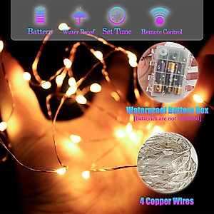 Sutekus Outdoor Fairy Lights with Remote and Timer, 16 Color Changing Waterproof LED Lights, Christmas Fairy String Lights Battery Operated for Party, Wedding, Dorm, Garden (16.4FT 50LED)