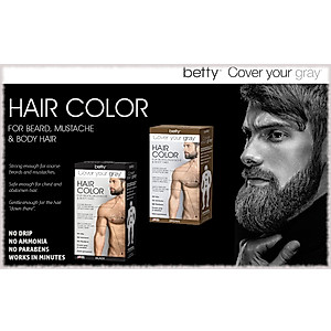 Betty Cover Your Gray Mens Hair Color for Beard, Mustache & Body Hair - Brown