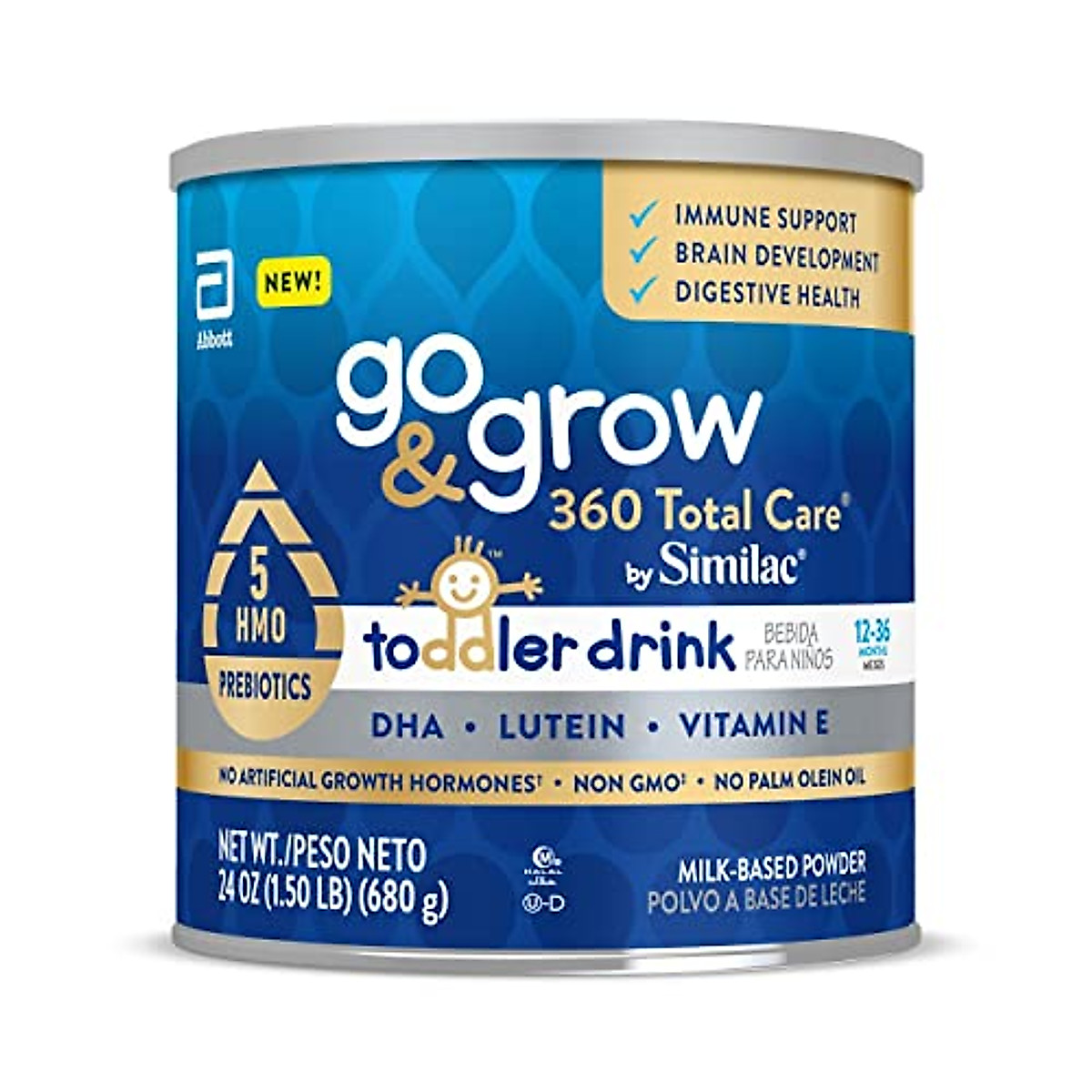 Go & Grow 360 Total Care by Similac Toddler Nutritional Drink With 5 HMOs, Powder, 24-oz Can