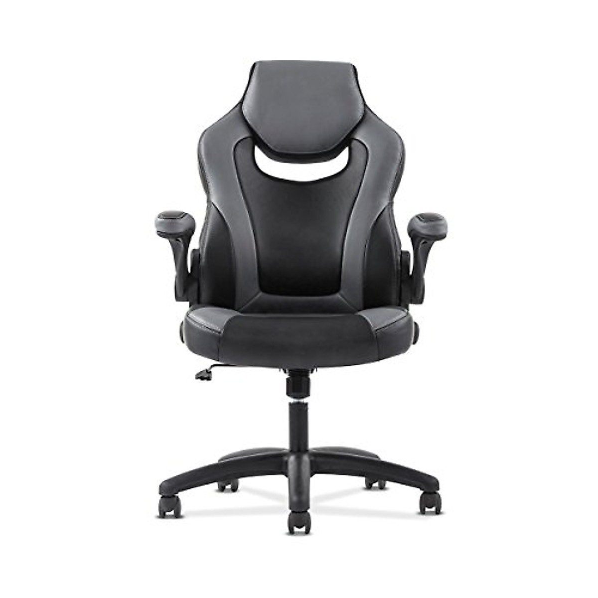 Sadie Racing Gaming Computer Chair- Flip-Up Arms, Black and Gray Leather (HVST911)