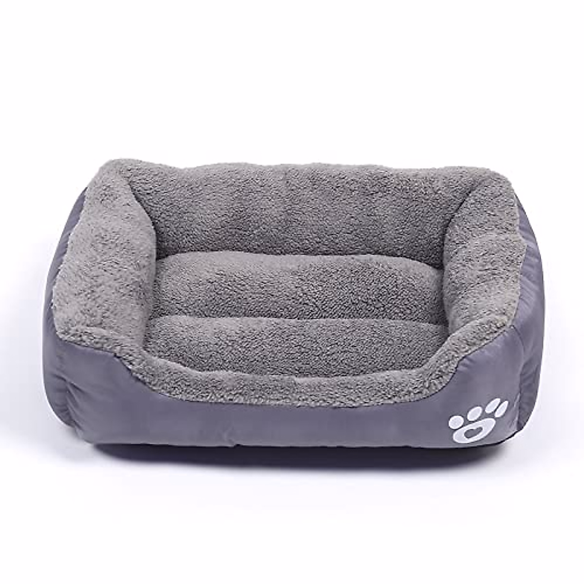 Barelove Square Dog Bed Mattress Washable Kennel, Soft Plush Faux Fur Rectangle Sleeping Pet Bed for Small Medium Large Dogs Cats Puppy Pets, with Anti-Slip Waterproof Bottom (Grey)