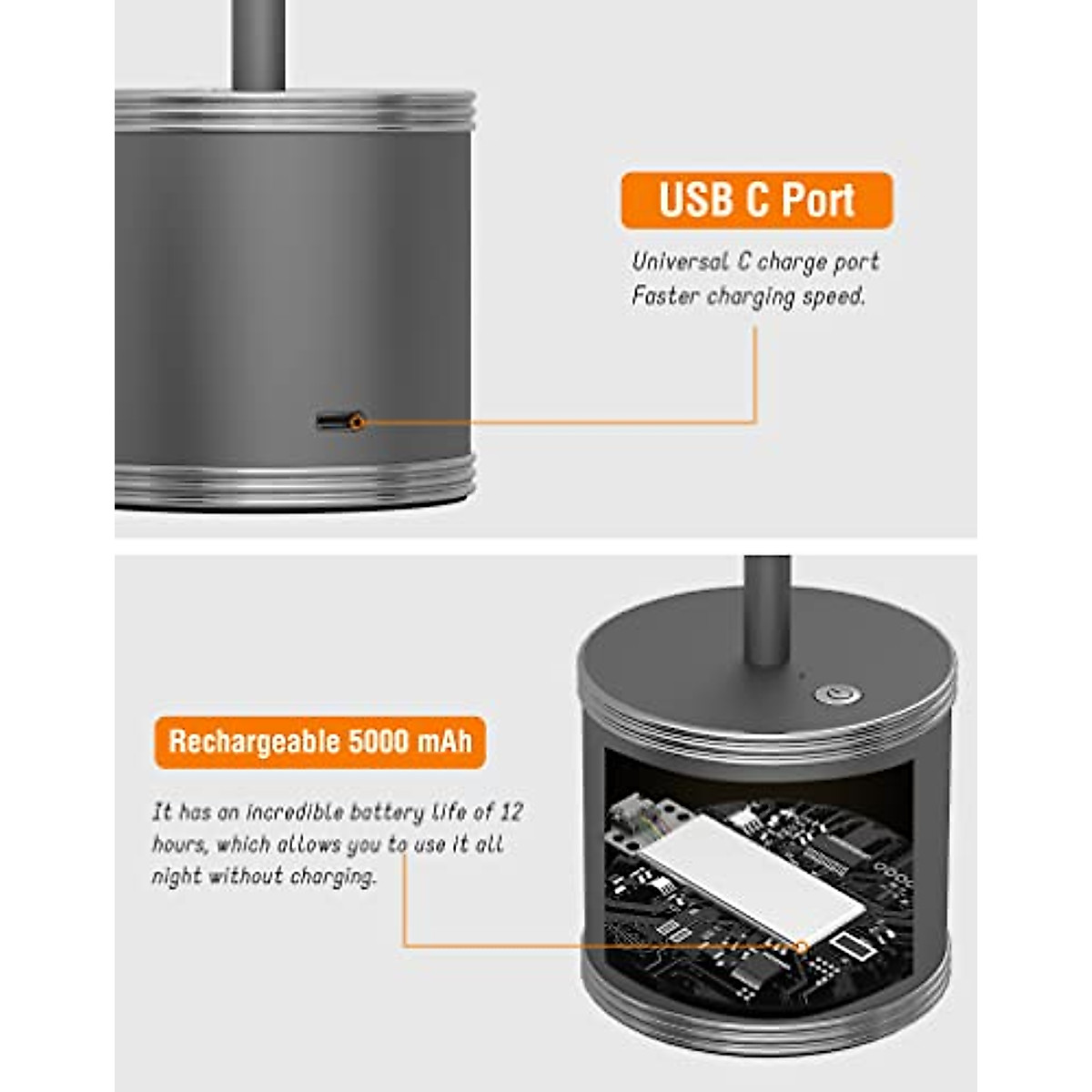 JALVDE Rechargeable Desk Lamps LED Light Battery Dining Lamp, Outdoor Decorative Task Lights for Restaurant, Dinner, Patio