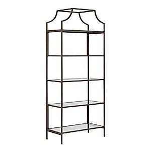 Sauder International Lux 5-Shelf Metal & Glass Display Bookcase, Bronze Finish