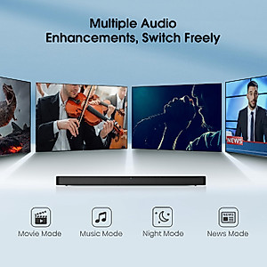 Hisense HS205G 2.0Ch Sound Bar, 120W, DTS Virtual: X, Dolby Audio, HDMI/ARC/Optical/USB, Bluetooth, Roku TV Ready, Black (HS205G, 2024 Model) (Renewed)