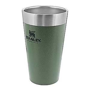 STANLEY Adventure Stacking Beer Pint 0.47L - Travel Mug Keeps Beer Cold For 4 Hours - Stainless Steel Beer Mug - Stacks Infinitely - Double Wall Vacuum Insulation - Dishwasher Safe - Hammertone Green