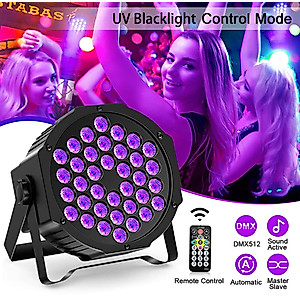Black Lights U`King 72W UV LED Blacklight Uplights Par Lights Stage Lights by DMX and Remote Control for Disco Stage Lighting Wedding Birthday Party (4 Packs)
