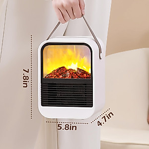 nediea Space Heater, Portable Heater with Realistic 3D Flame, 1000W PTC Ceramic Fast Heating, Quiet and Safe Electric Heaters for Indoor Use, Office, Bedroom and Desk