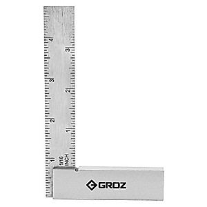 Groz 01142 4" Graduated Workshop Steel Square, 0.00019" Squareness
