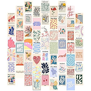 Woonkit 60 PC Danish Pastel Room Decor, Posters For Room Aesthetic, Trendy Room Decor, Cute Preppy Bedroom Wall Collage Dorm Matisse Wall Art Prints Pictures Photo Collage Kit, Coconut Teen Girl Stuff (A - DANISH PASTEL)
