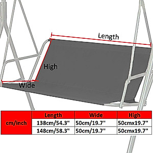 LZBMIEF Swing Bench Seat Replacement Cover, 600D 3-Seat Thickened Oxford Waterproof Swing Replacement Covers Seater for Outdoor Patio Garden Swing Chair (Black, 58.3"x19.7"x19.7")